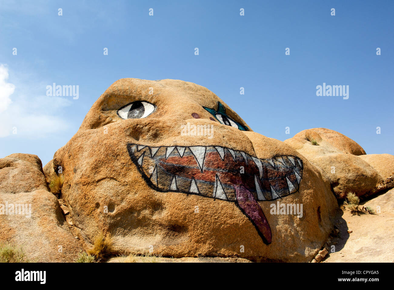 Rock Face painting in the Alabama Hills near Lone Pine, California, USA ...