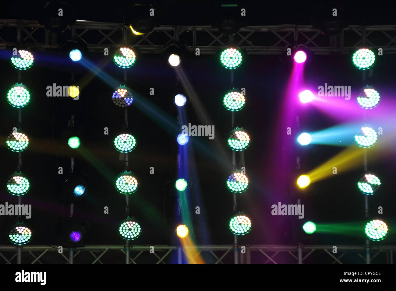 Beautiful Colourful disco lighting in the stage Stock Photo - Alamy