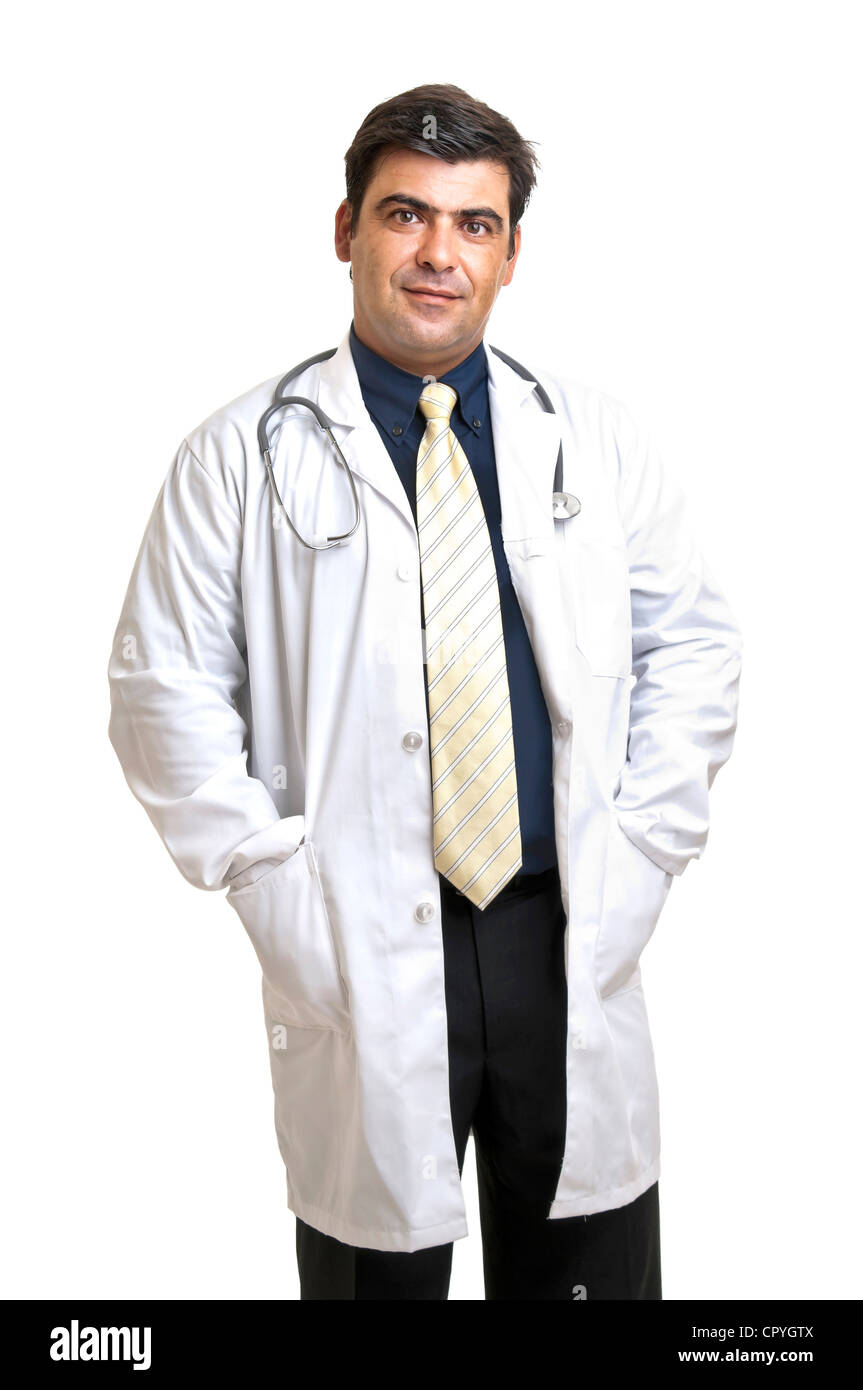 Doctor isolated against a white background Stock Photo - Alamy