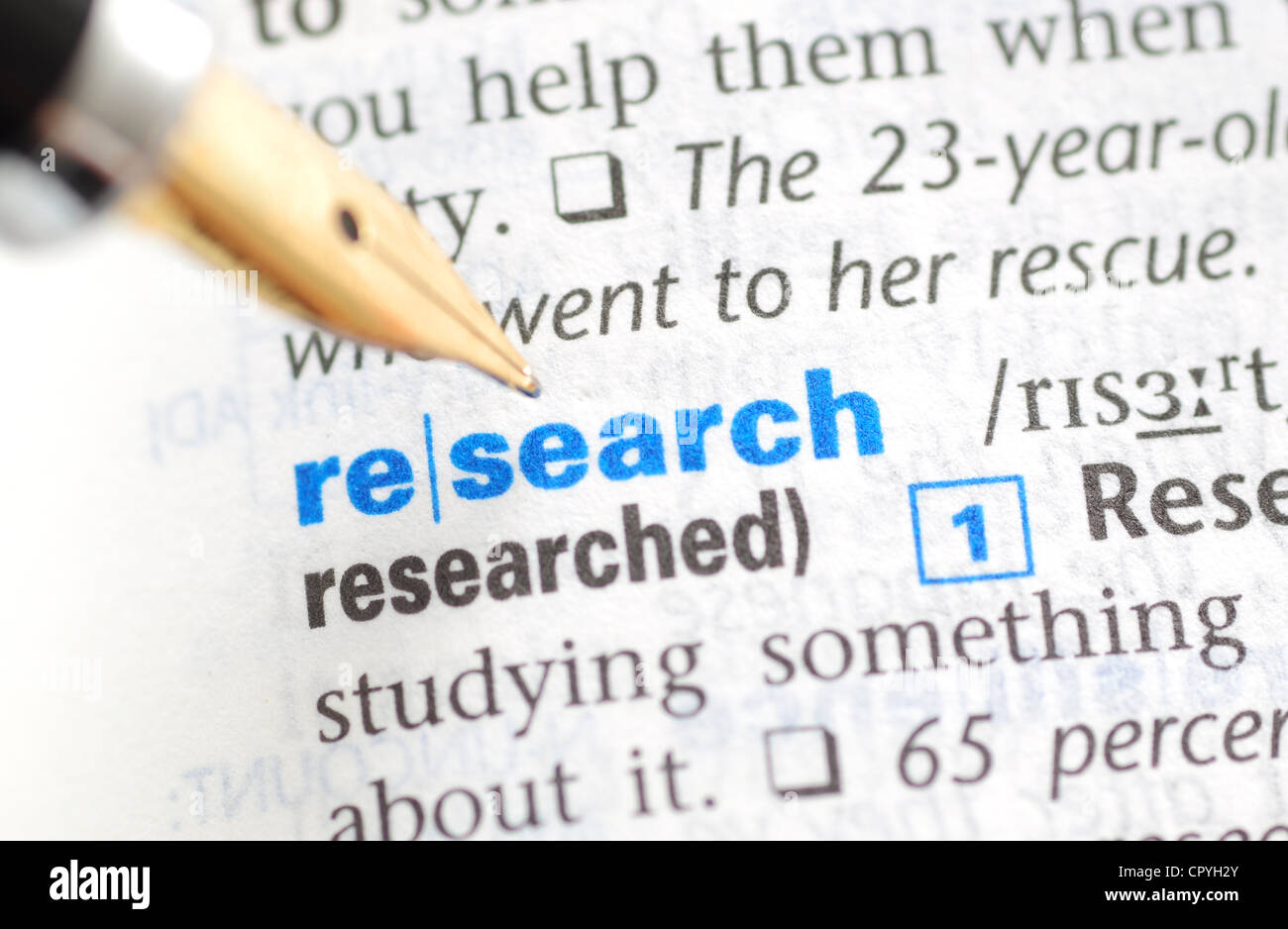Research - Dictionary Series Stock Photo - Alamy