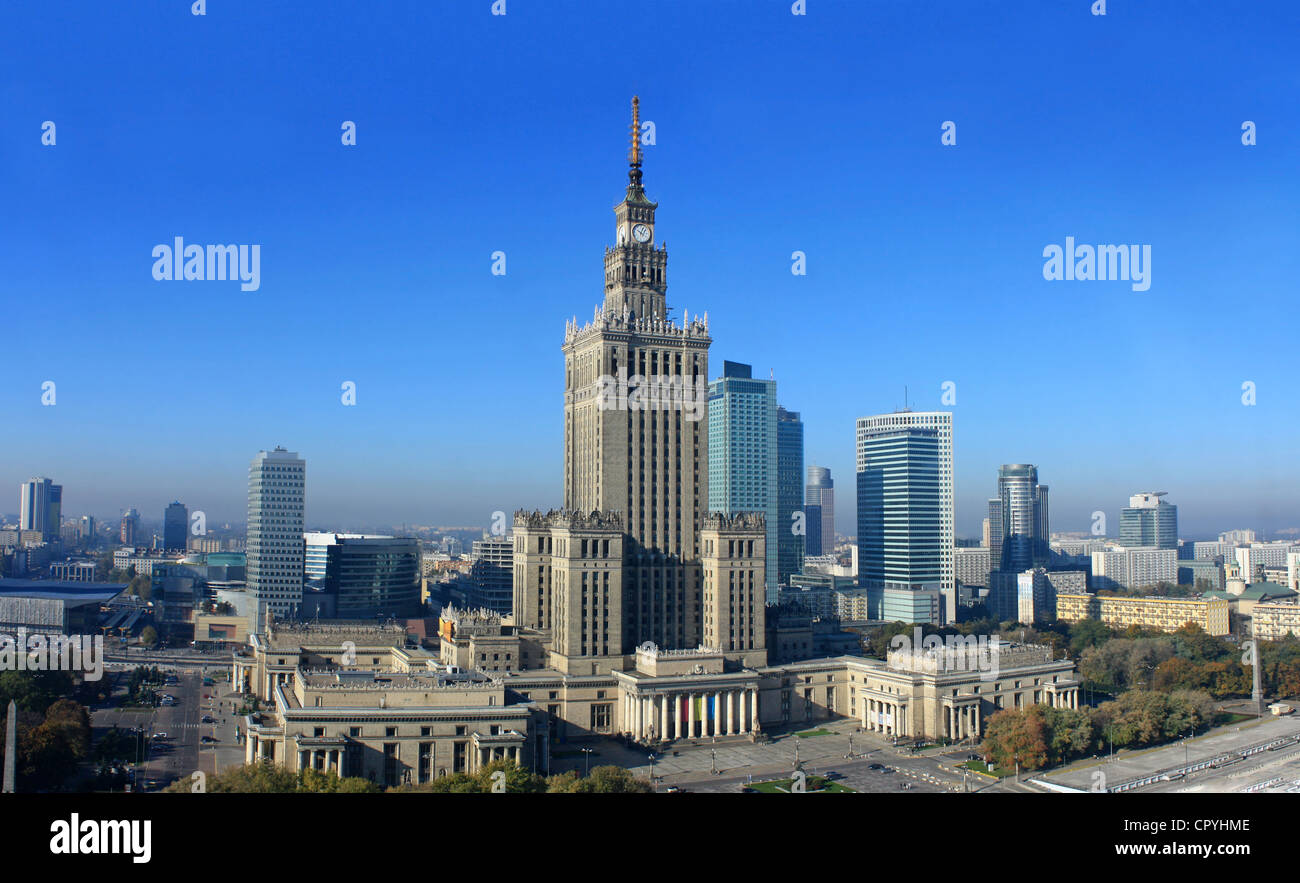 Warsaw panorama of downtown with palace of science and culture Stock ...
