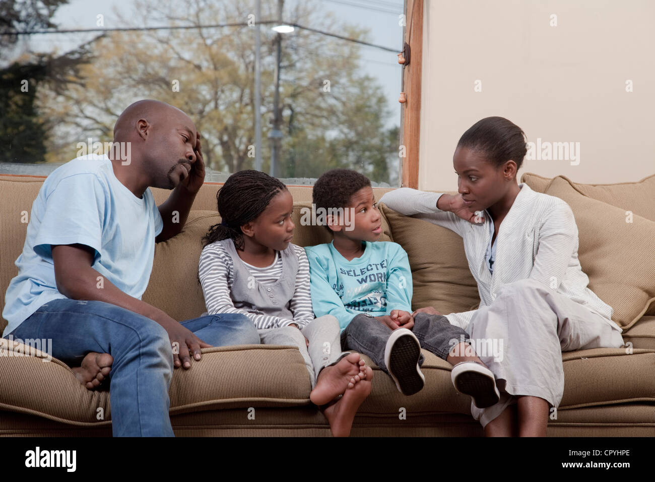 A family having a serious discussion, Illovo Family, Johannesburg ...