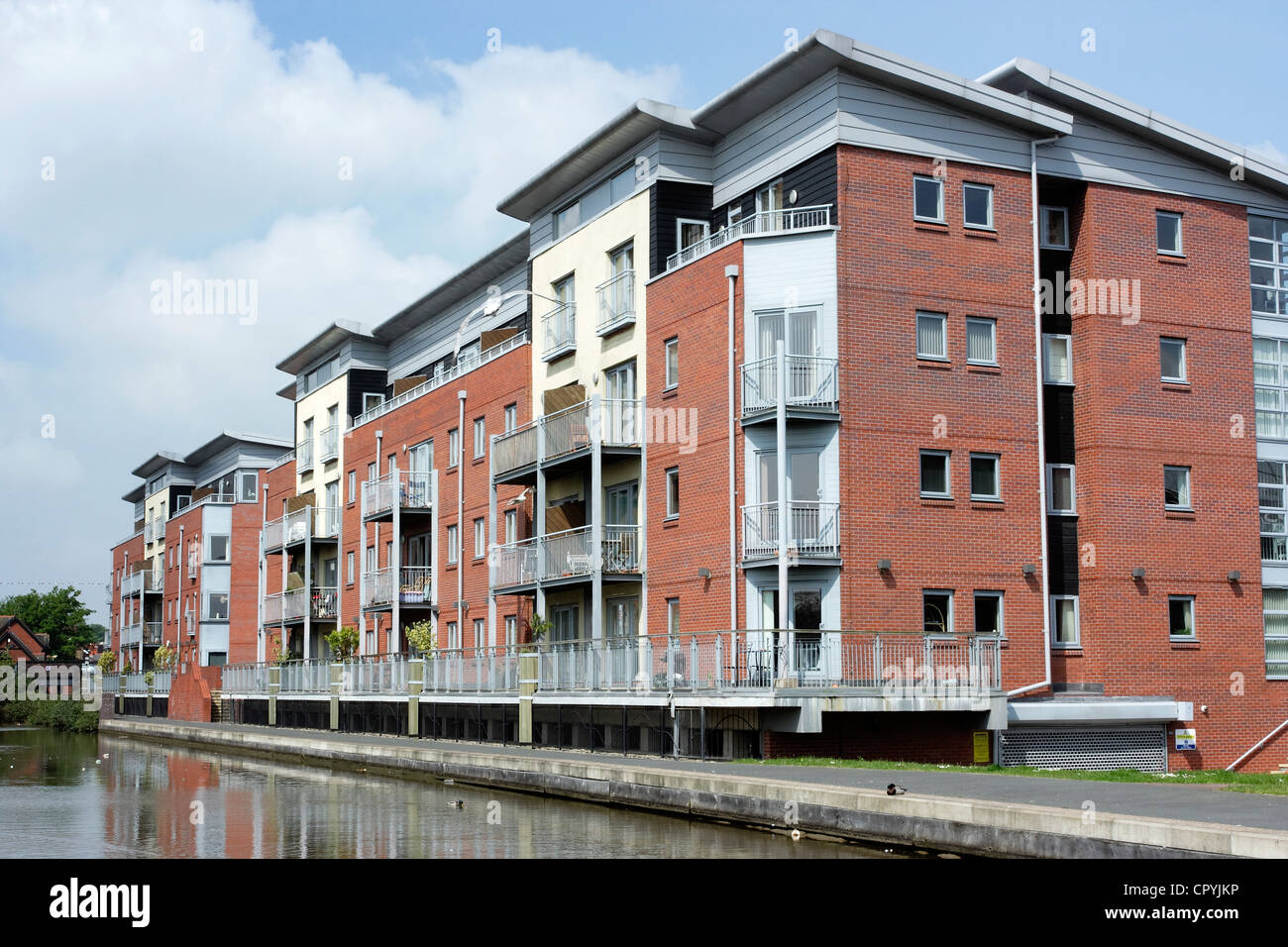 Modern buildings on a canal side development in the city of Chester ...