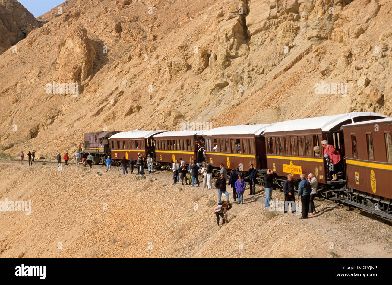 Tunisia, Gafsa Governorate, Metlaoui, touristic train, the Red lizard ...