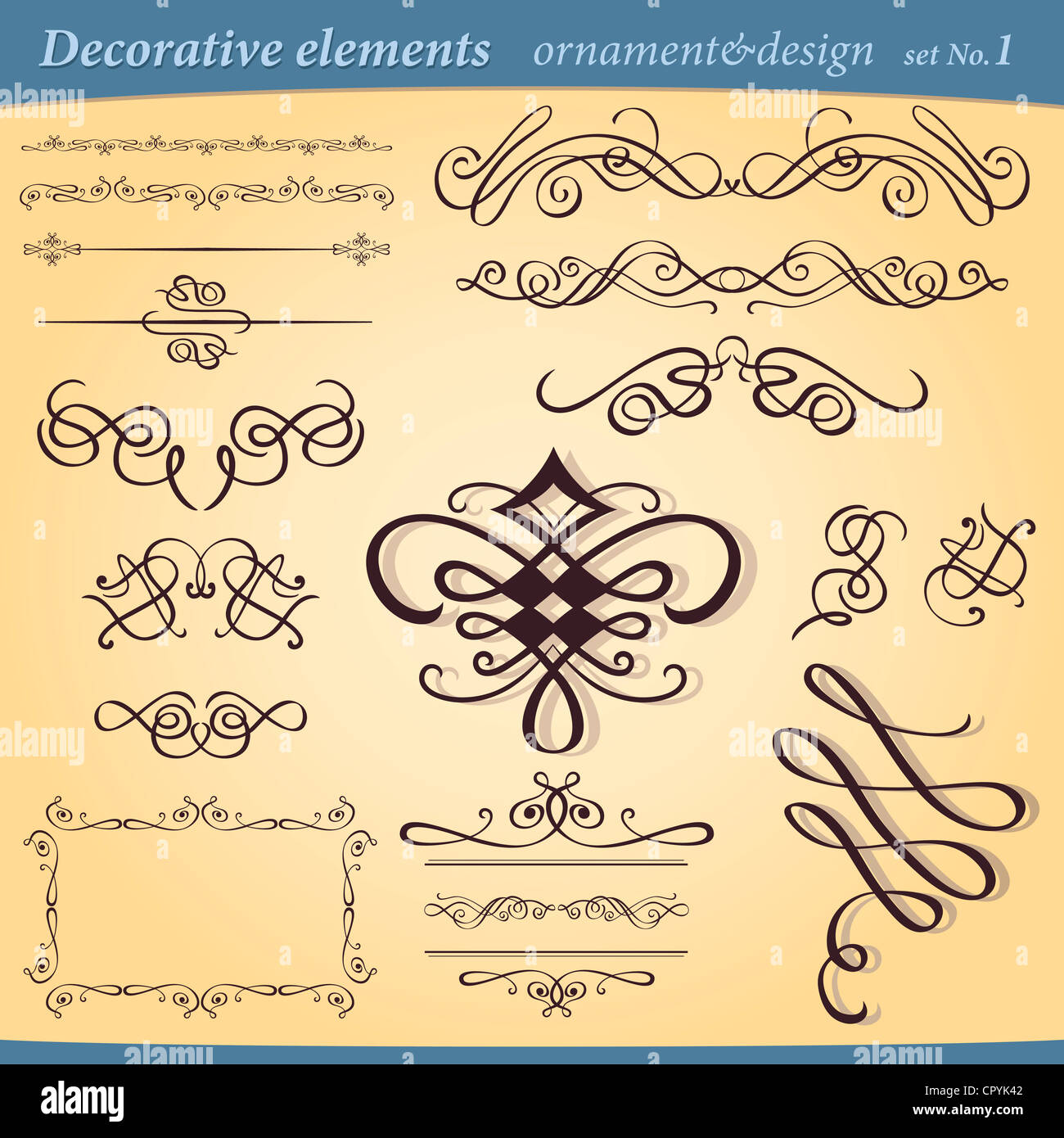 Set of decorative ornament ant design elements for layout and ...