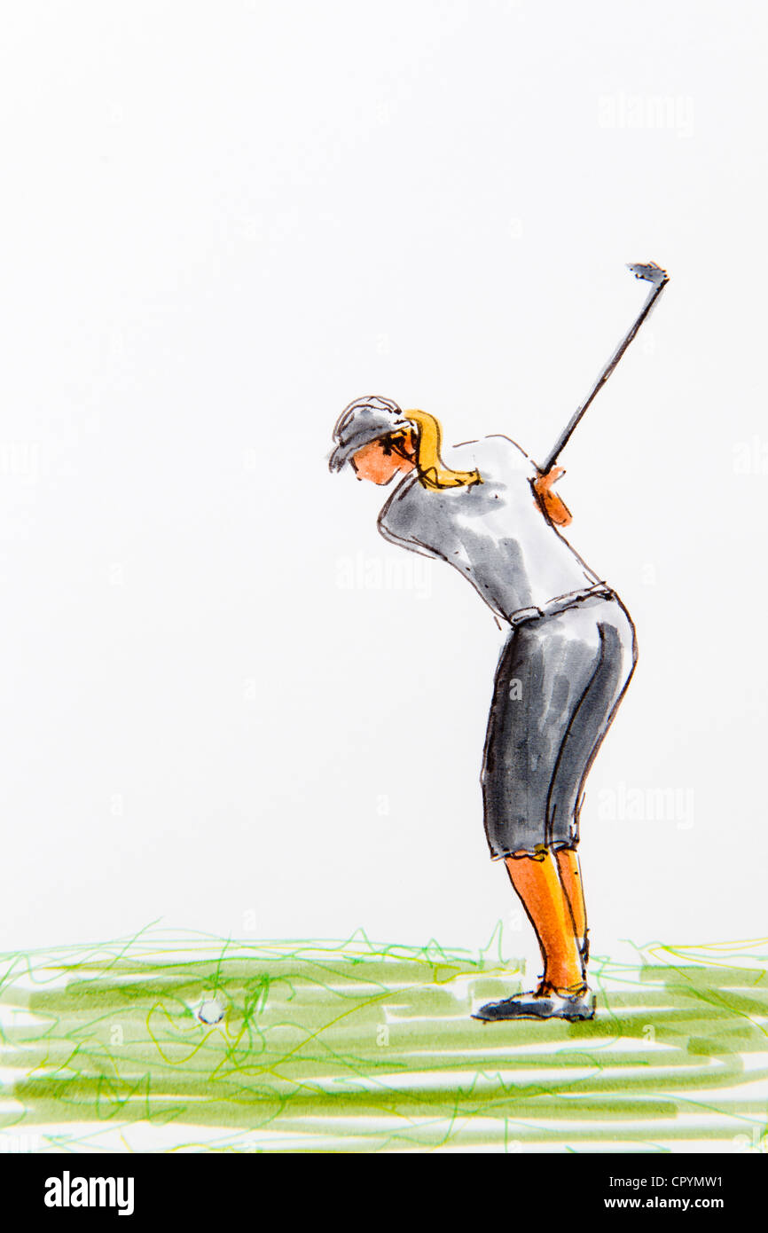 Female golfer at tee hi-res stock photography and images - Alamy