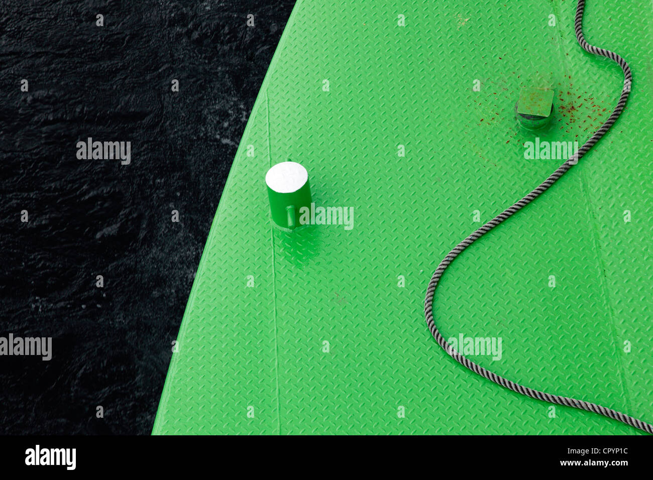 Ship's deck, detail, green diamond plate steel sheet Stock Photo - Alamy