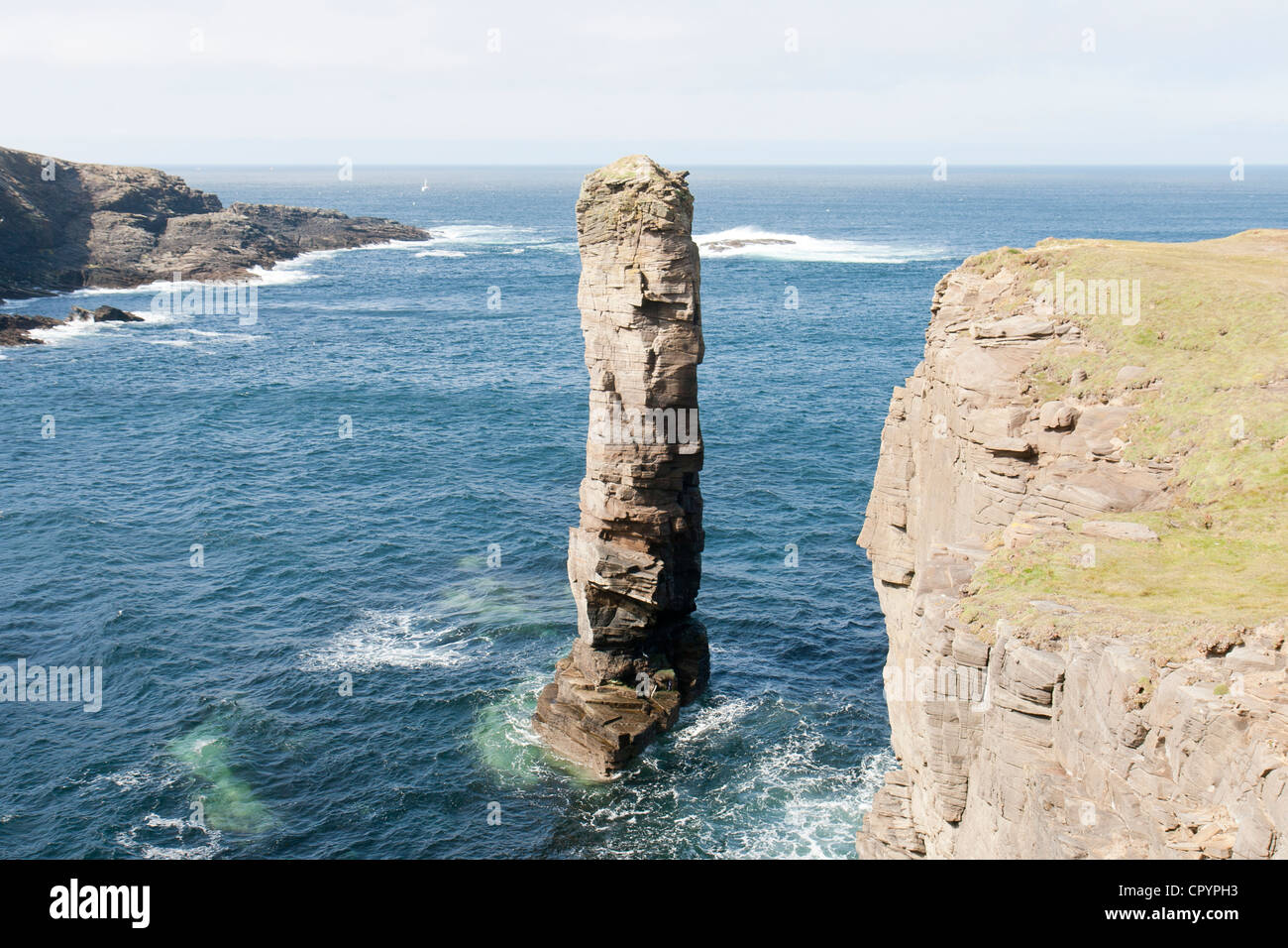 Yesnaby on the Orkney Islands a stack and blue sea Stock Photo - Alamy