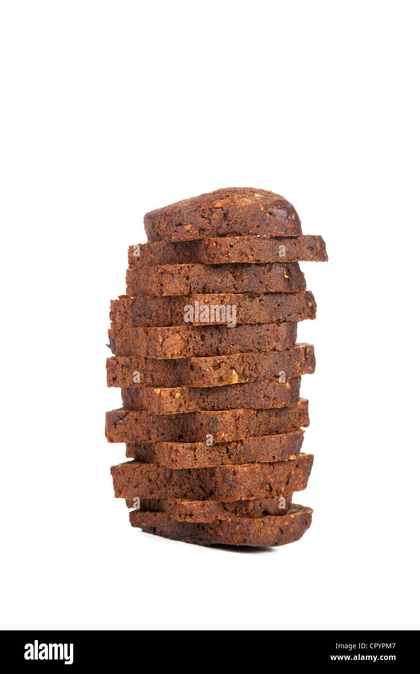 Pile of the cut bread isolated on a white background Stock Photo - Alamy