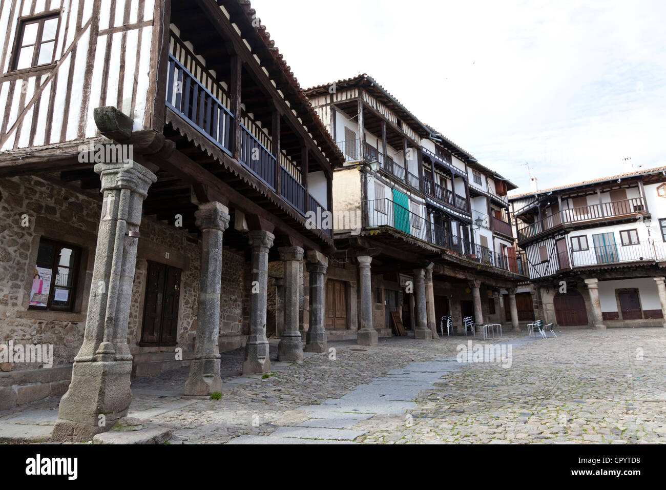 Main square scene, La Alberca, Salamanca province, Castilla–Leon, Spain ...