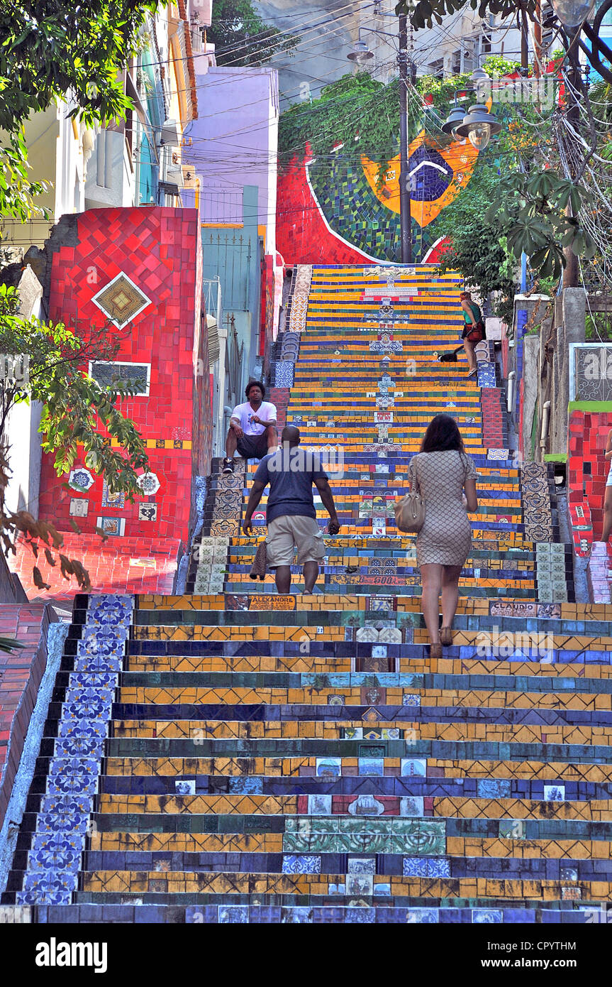 Selaron stairs Lapa Rio de Janeiro Brazil South America Stock Photo - Alamy