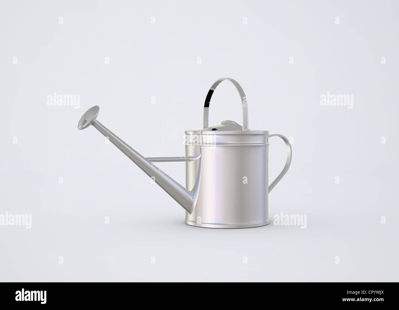 Silver-coloured watering can, illustration, 3D visualisation Stock ...