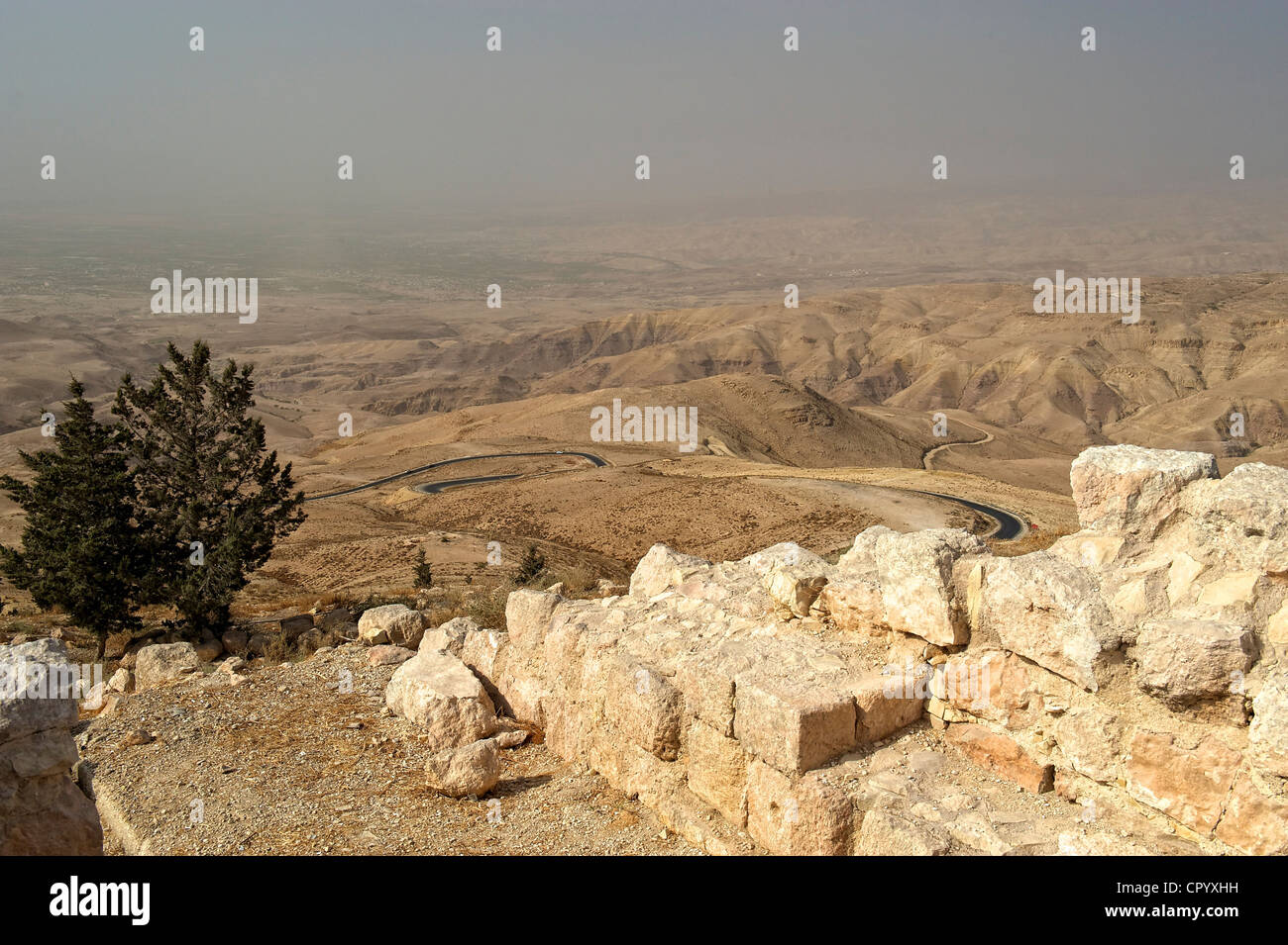 View from Mount Nebo in the Abarim Mountains, Jordan, Western Asia ...