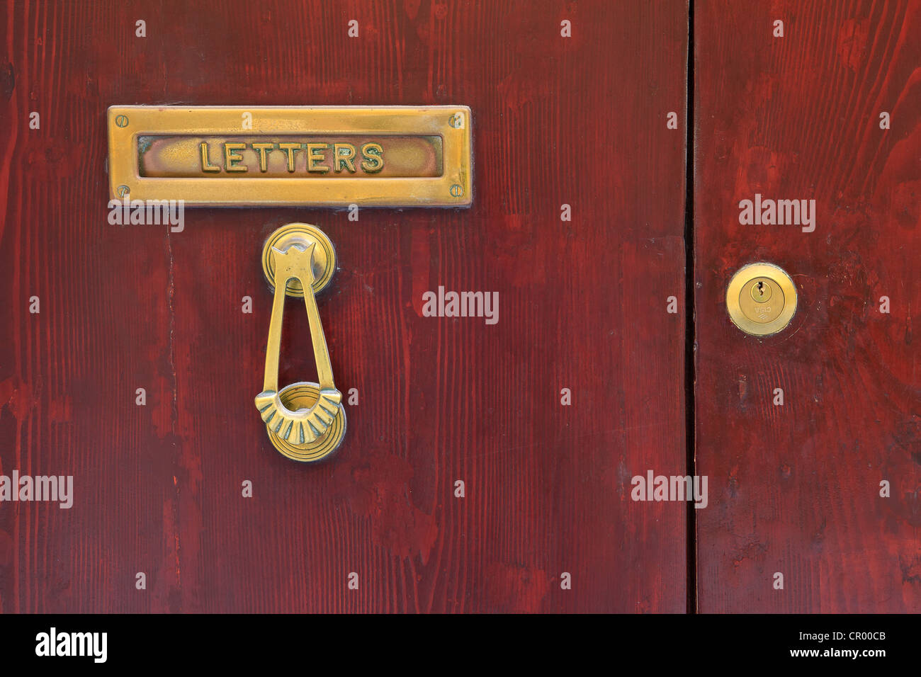 Letter slot and door knocker on the front door of a house, Valletta ...