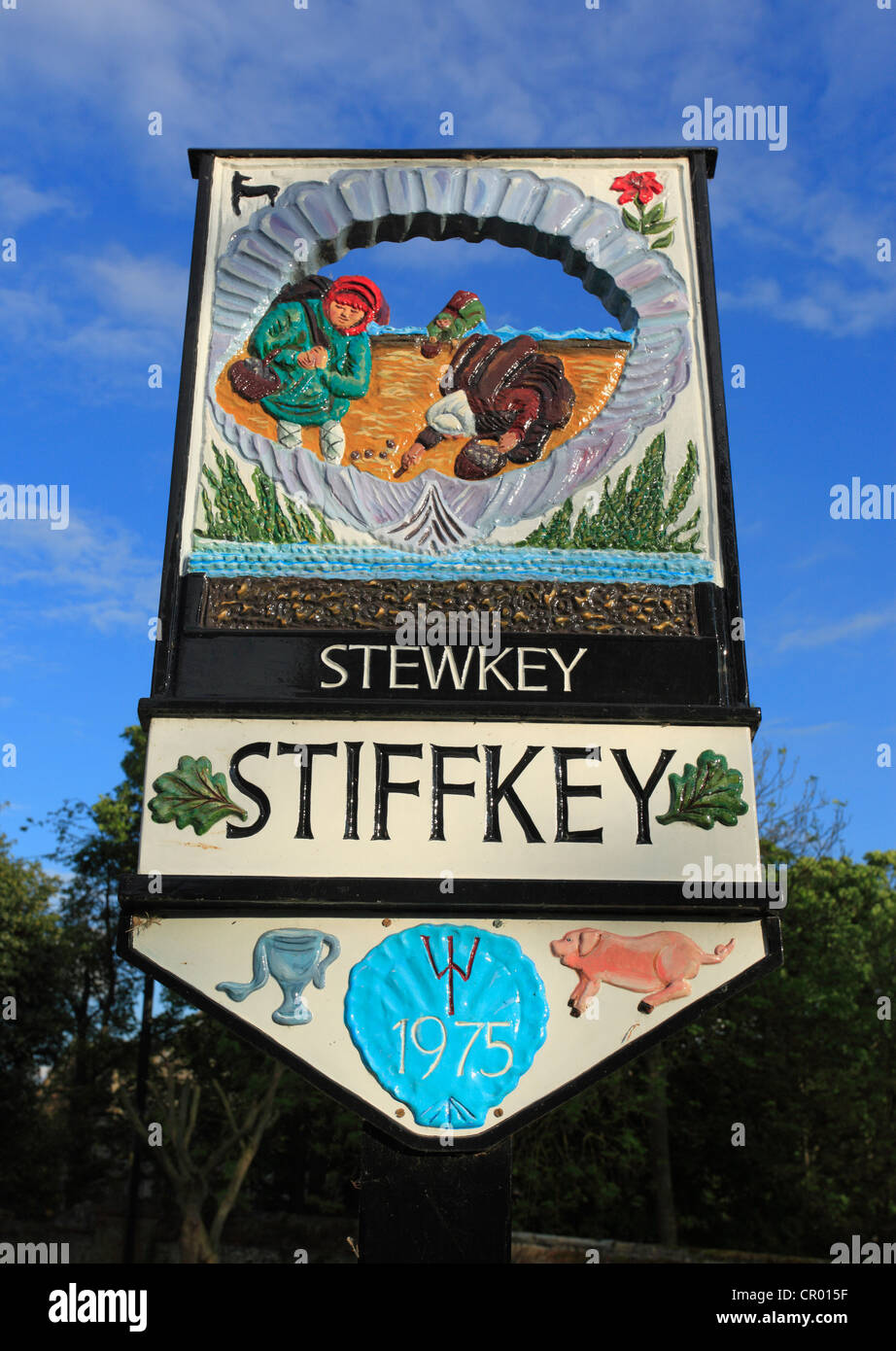 Stiffkey village sign on the North Norfolk coast Stock Photo - Alamy