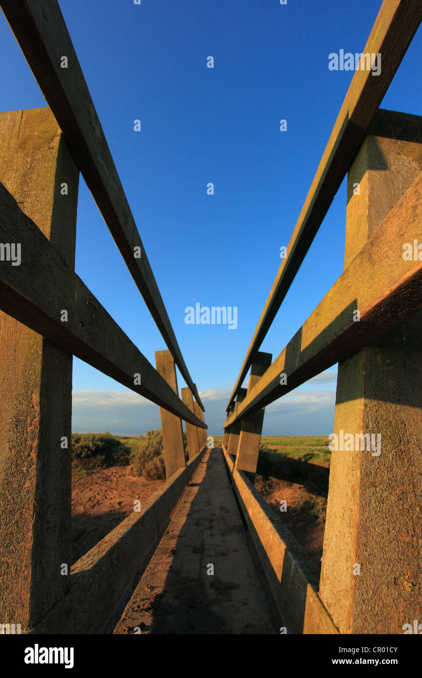 Footbridge on Stiffkey salt marshes on the North Norfolk coast Stock ...