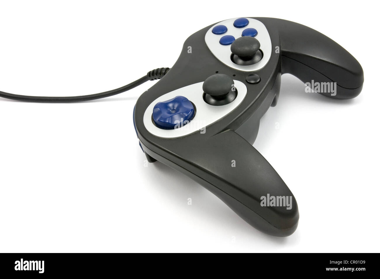 black video game controller on white background Stock Photo - Alamy