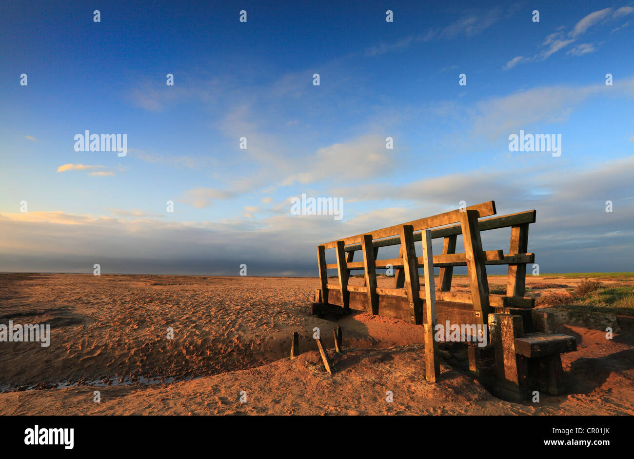 Footbridge on Stiffkey salt marshes on the North Norfolk coast Stock ...
