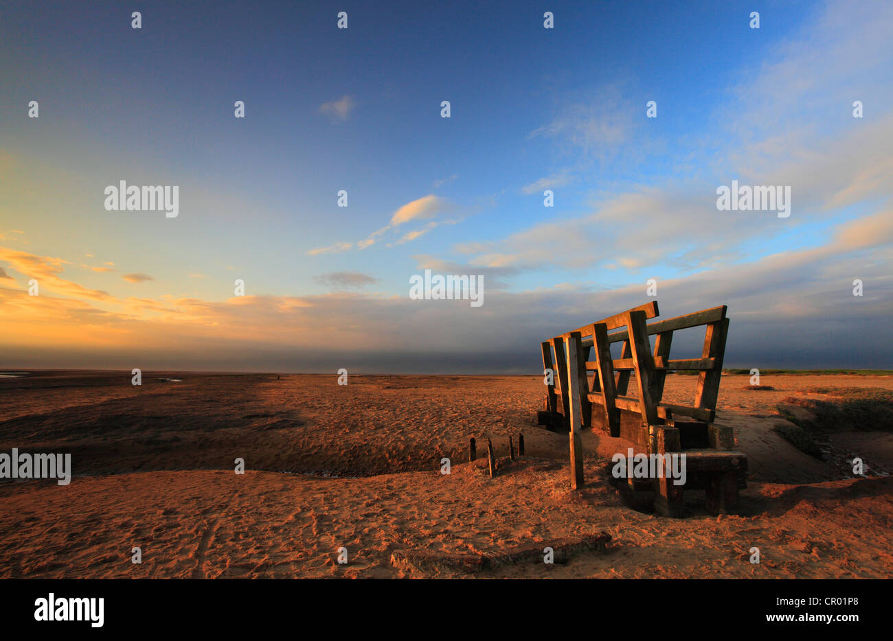 Footbridge on Stiffkey salt marshes on the North Norfolk coast Stock ...