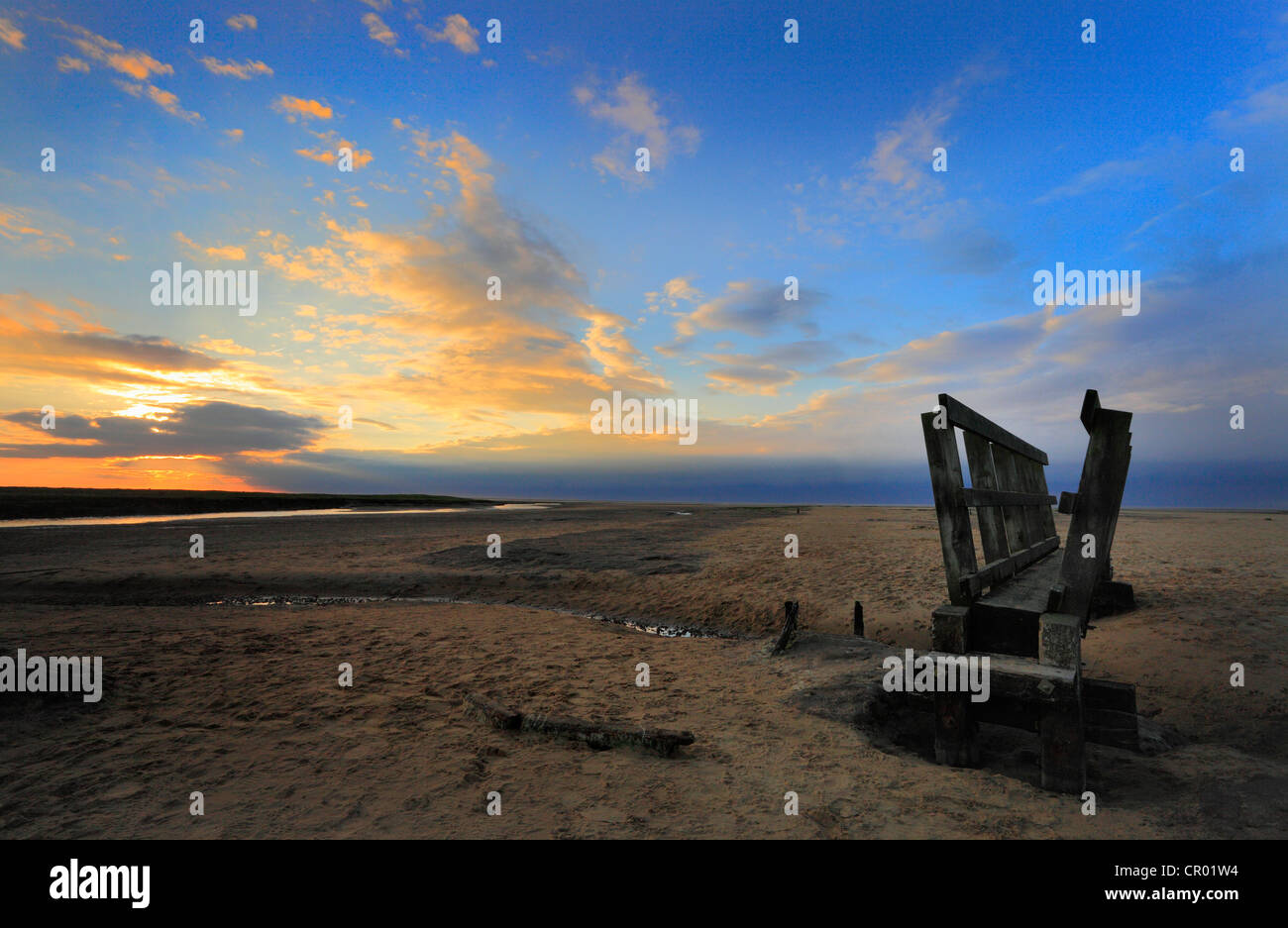 Footbridge on Stiffkey salt marshes on the North Norfolk coast Stock ...