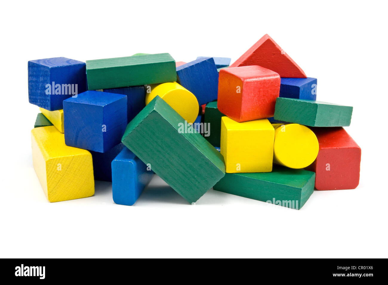 colorful wooden bricks isolated on white background Stock Photo - Alamy