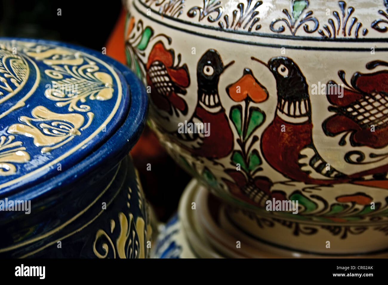 Romanian traditional pottery in the village Corund, Transylvania Stock ...