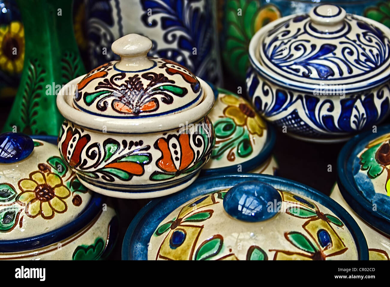 Romanian traditional pottery in the village Corund, Transylvania Stock ...