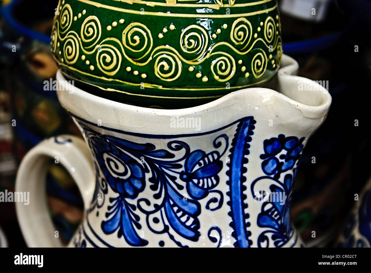 Romanian traditional pottery in the village Corund, Transylvania Stock ...