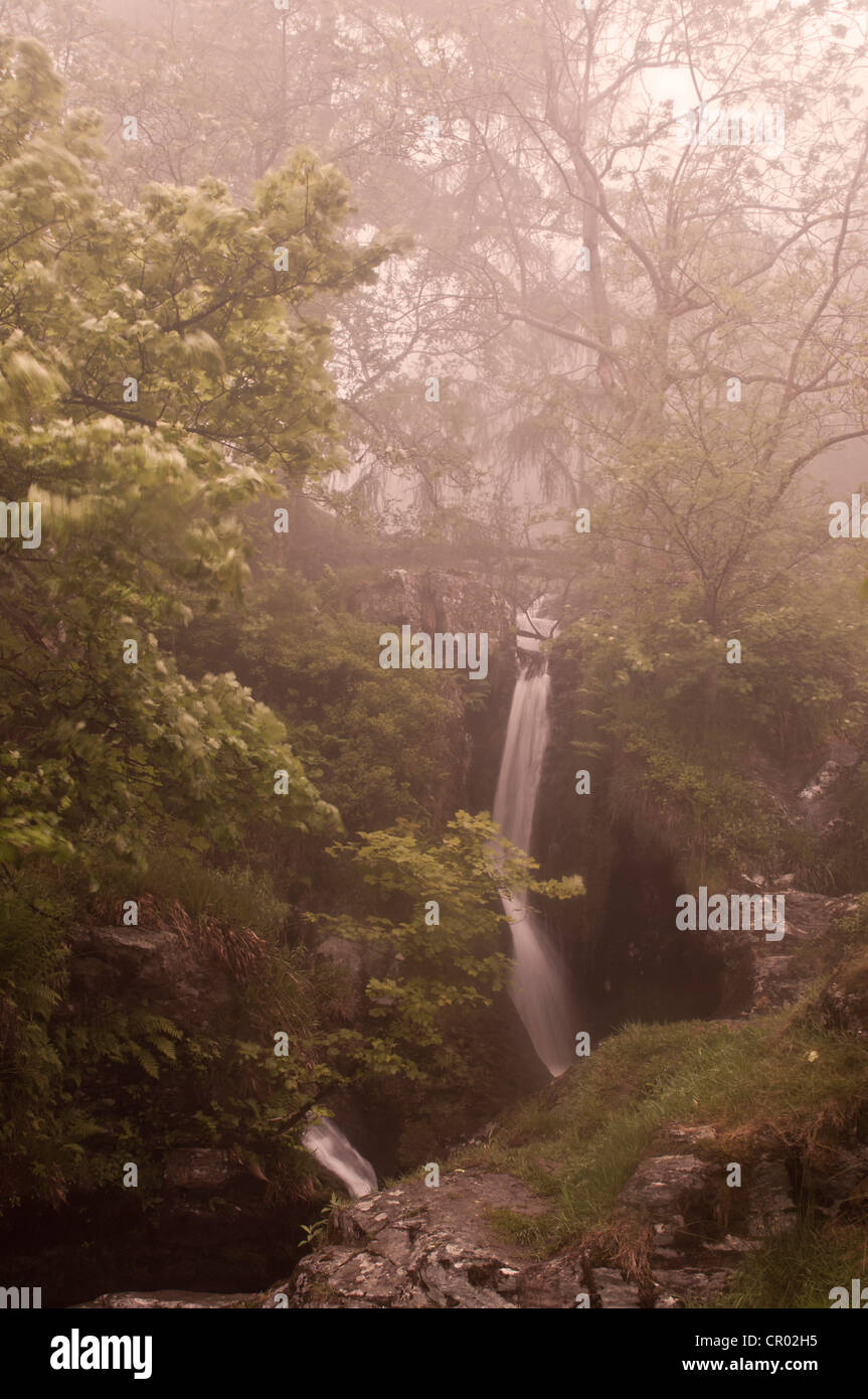 Misty Pistyll Rhaeadr Falls in Wales Stock Photo - Alamy