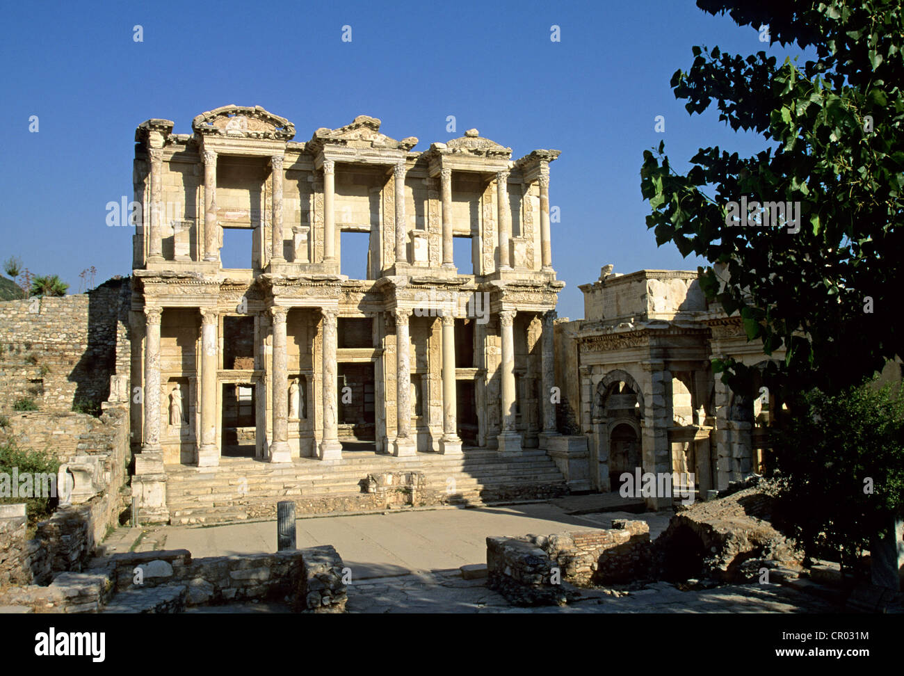 Turkey, Aegean region, Ephesus ancient city, Celsus (Celsius) Library ...