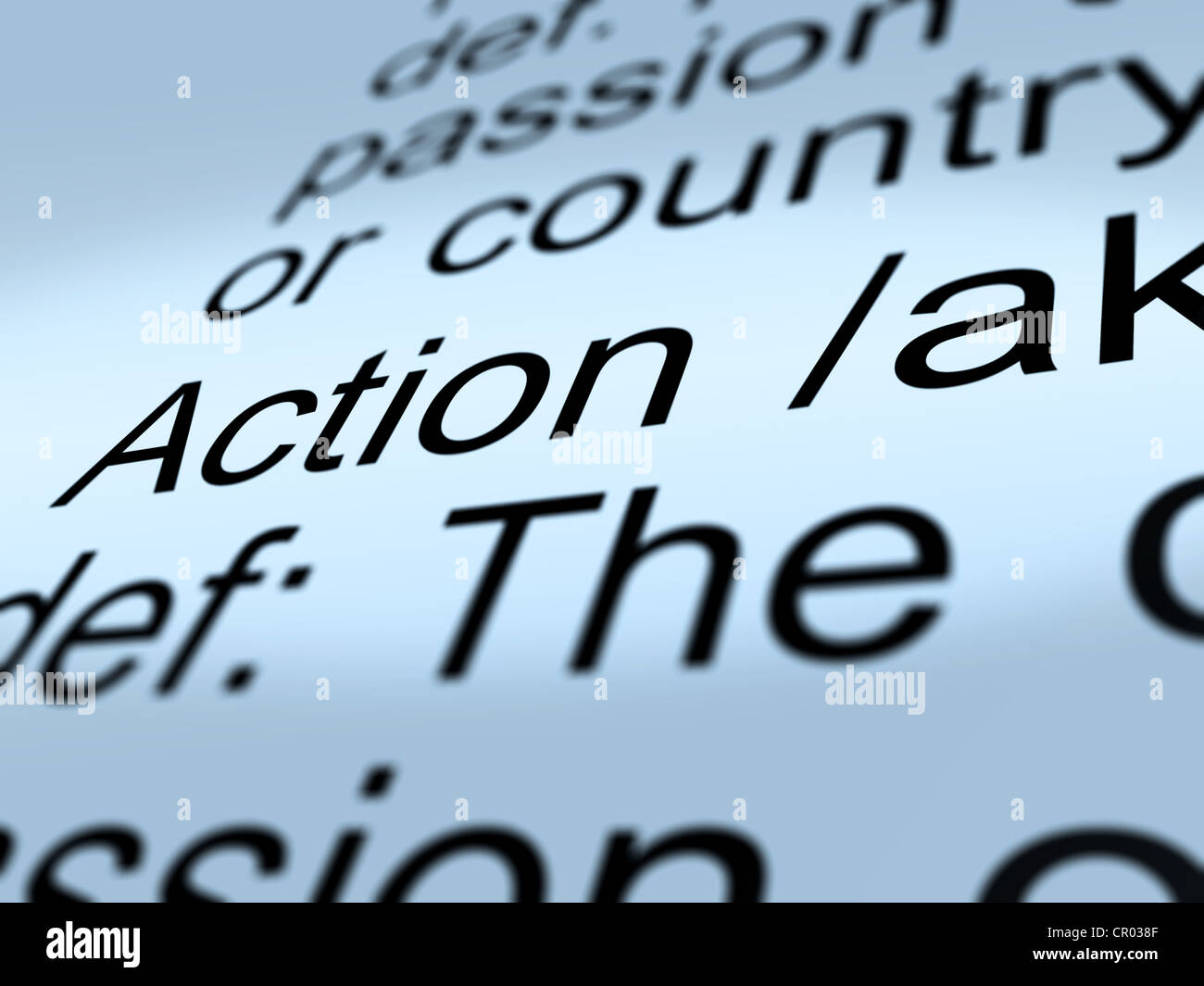 Action Definition Closeup Shows Acting Or Proactive Stock Photo - Alamy