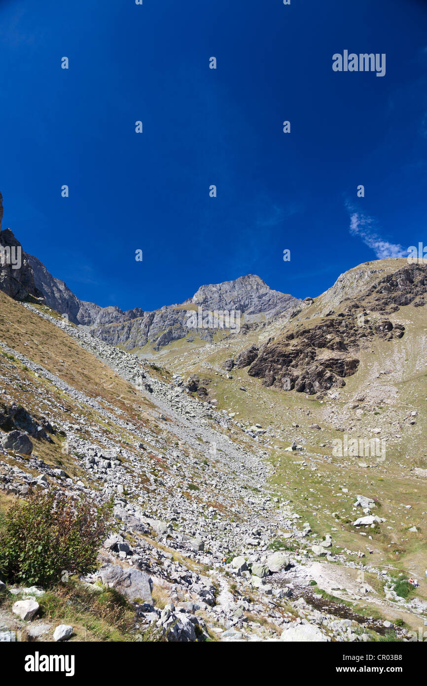 On the Pian del Re, high plateau, source of the Po River, Cottian Alps ...