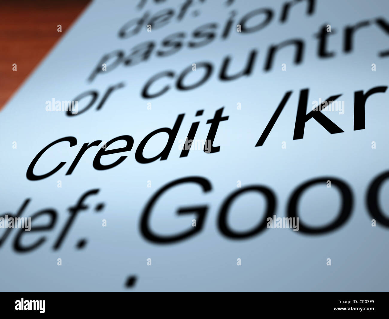Credit Definition Closeup Shows Cashless Payment Or Loan Stock Photo ...