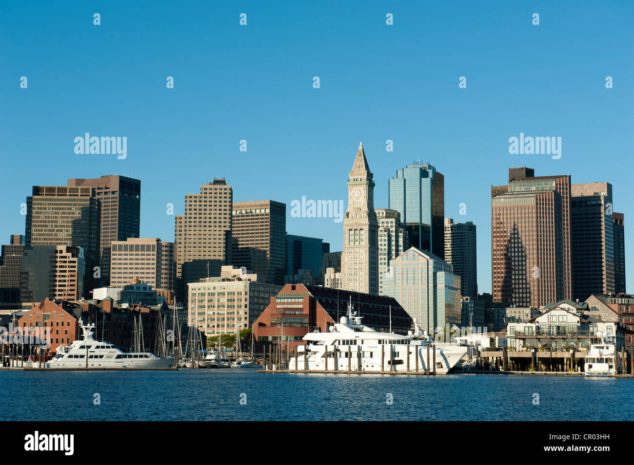 Skyline with Custom House Tower, Financial District, Commercial Wharf ...