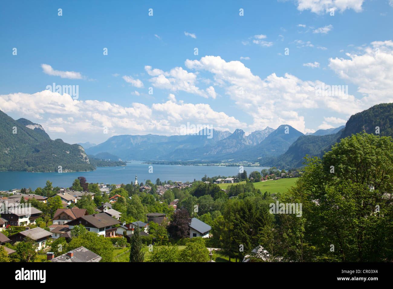 Panorama, St. Gilgen, Wolfgangsee lake, Salzkammergut resort region ...