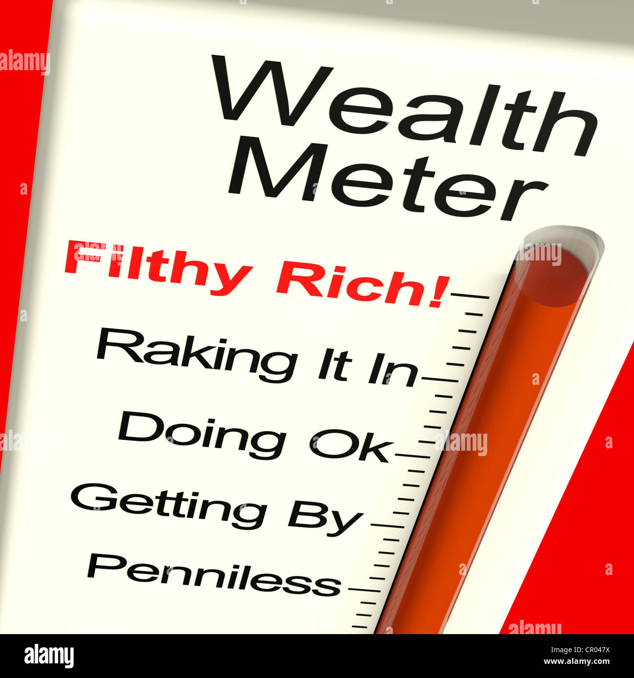 Wealth Meter Shows Money And Being Rich Stock Photo - Alamy