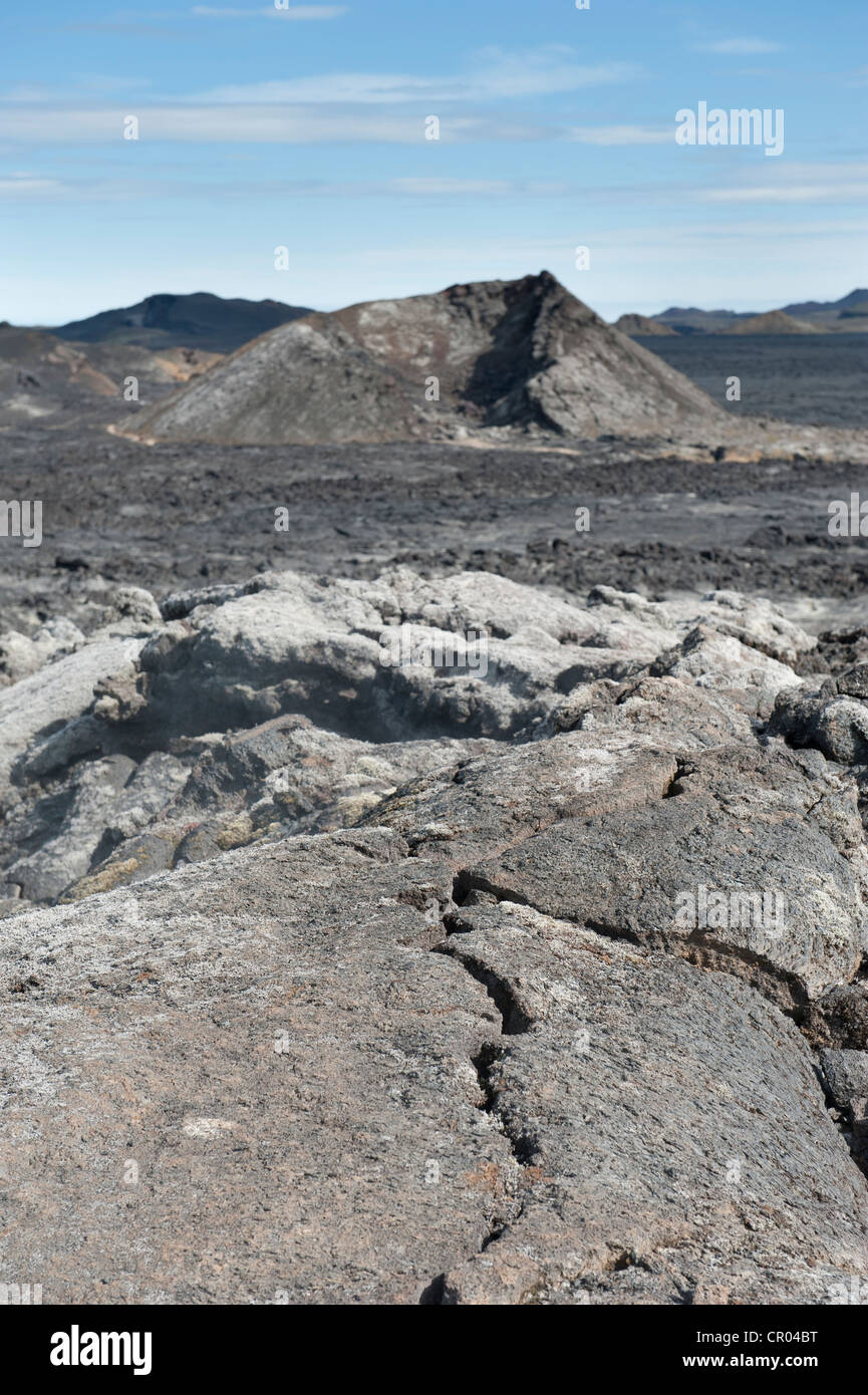 Cooled lava, volcanismus, crater, Krafla caldera, Mývatn region, Ísland ...