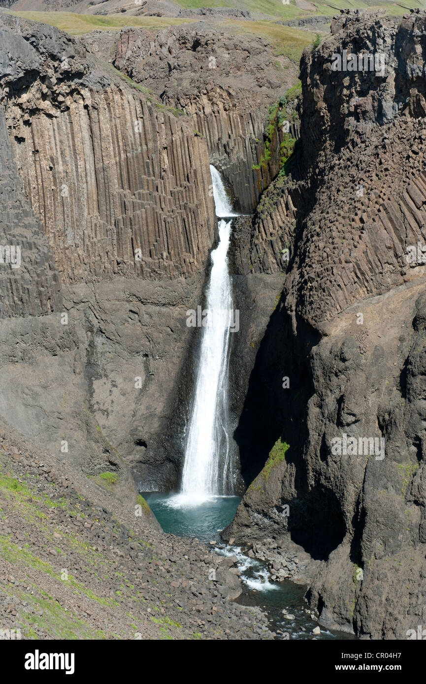 Litlanesfoss waterfall with basalt columns hi-res stock photography and ...