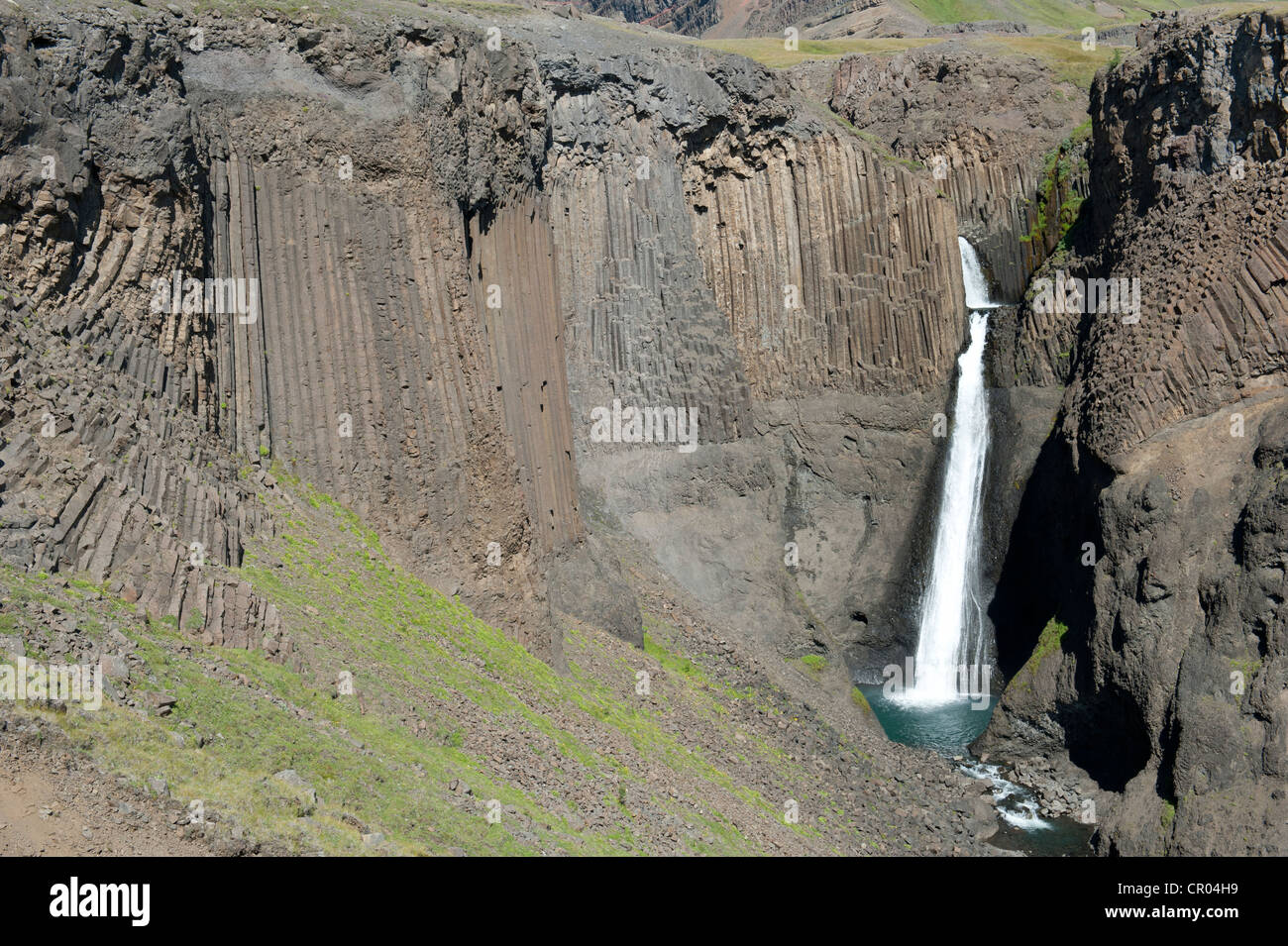 Litlanesfoss waterfall with basalt columns hi-res stock photography and ...