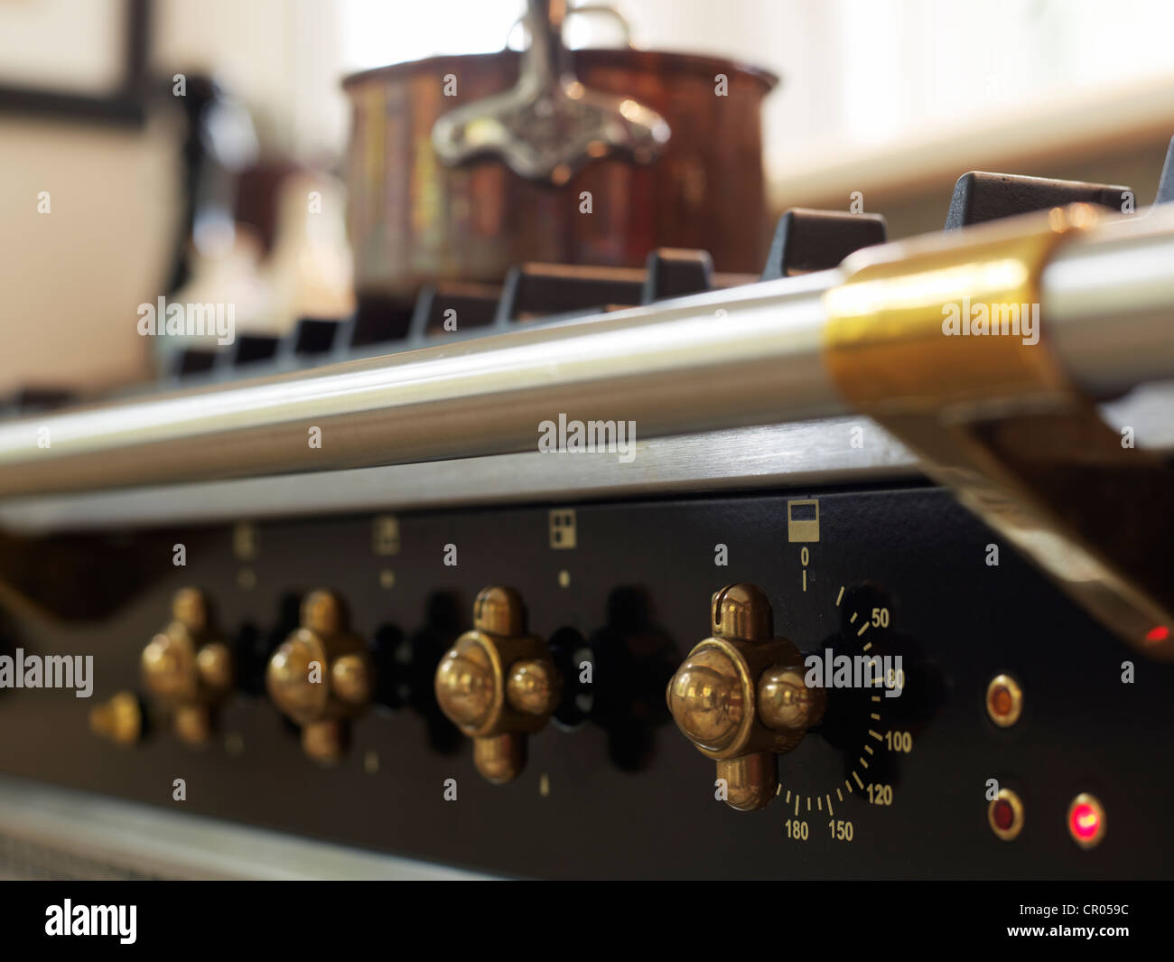 Detail of a noble kitchen stove with cooking pot Stock Photo - Alamy