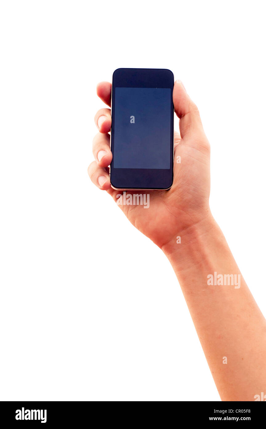 isolated hand holding smartphone or phone, two clipping path is in jpg ...