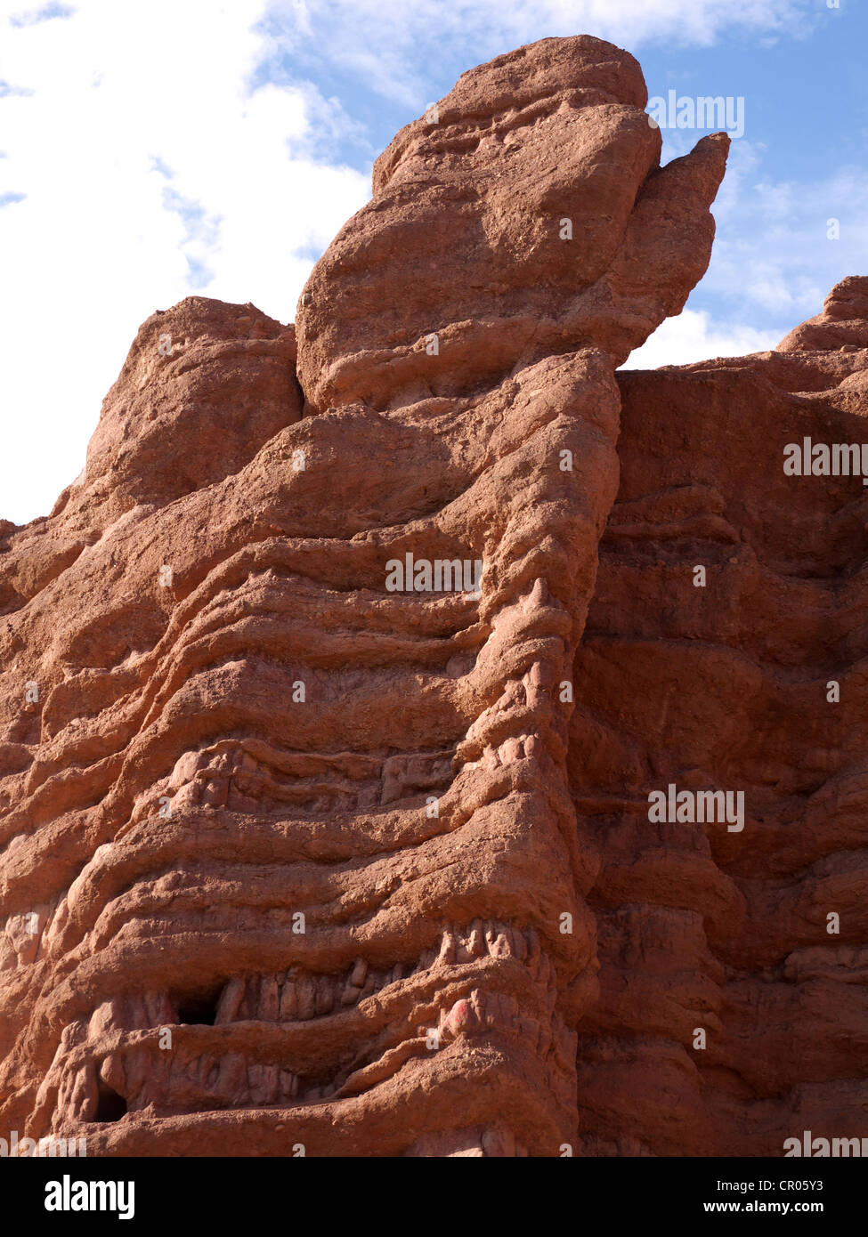 Red-coloured rock formations "Monkey Fingers", Dades Gorge, High Atlas ...