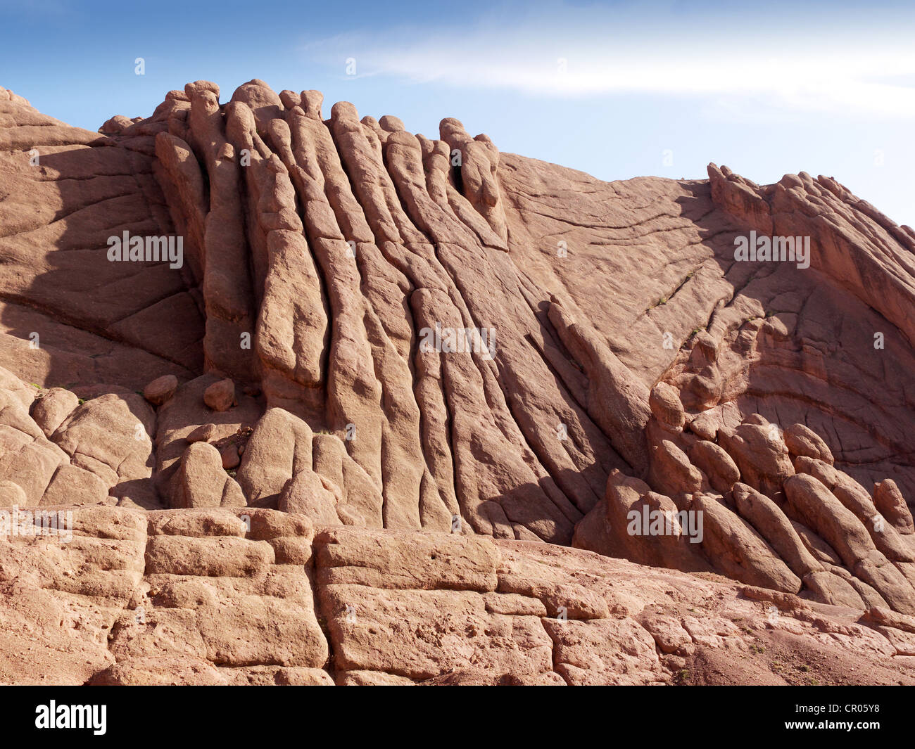 Red-coloured rock formations "Monkey Fingers", Dades Gorge, High Atlas ...