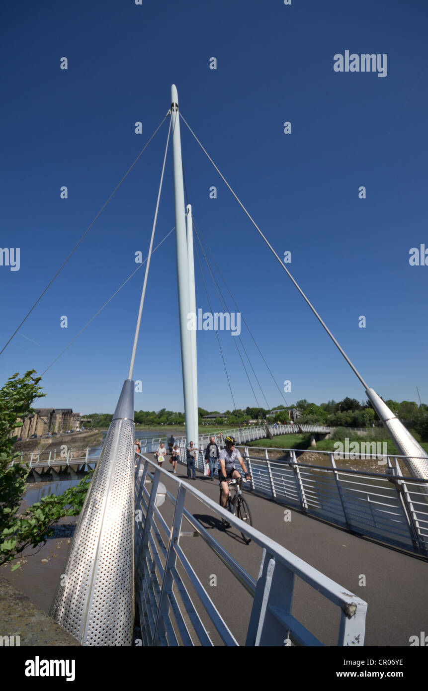 Millennium pedestrian Bridge Lancaster over the River Lune with St ...
