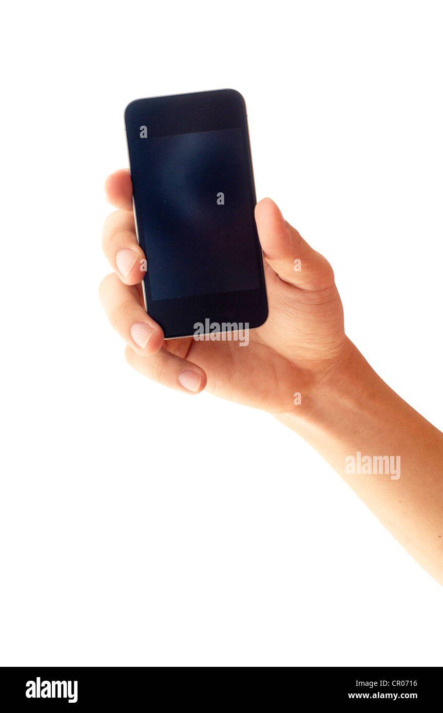 isolated hand holding smartphone or phone, two clipping path is in jpg ...