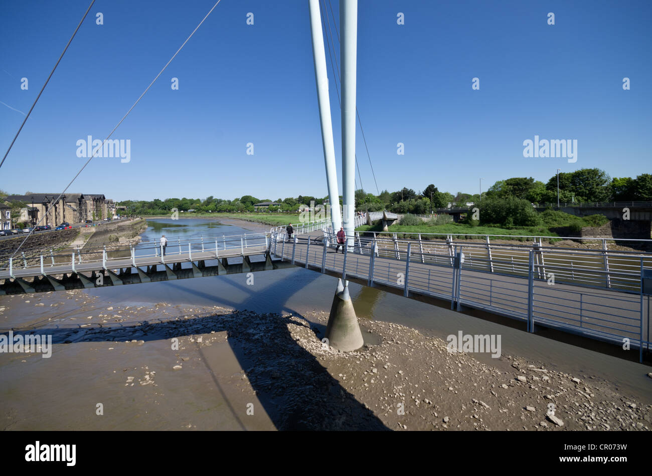 Millennium pedestrian Bridge Lancaster over the River Lune with St ...