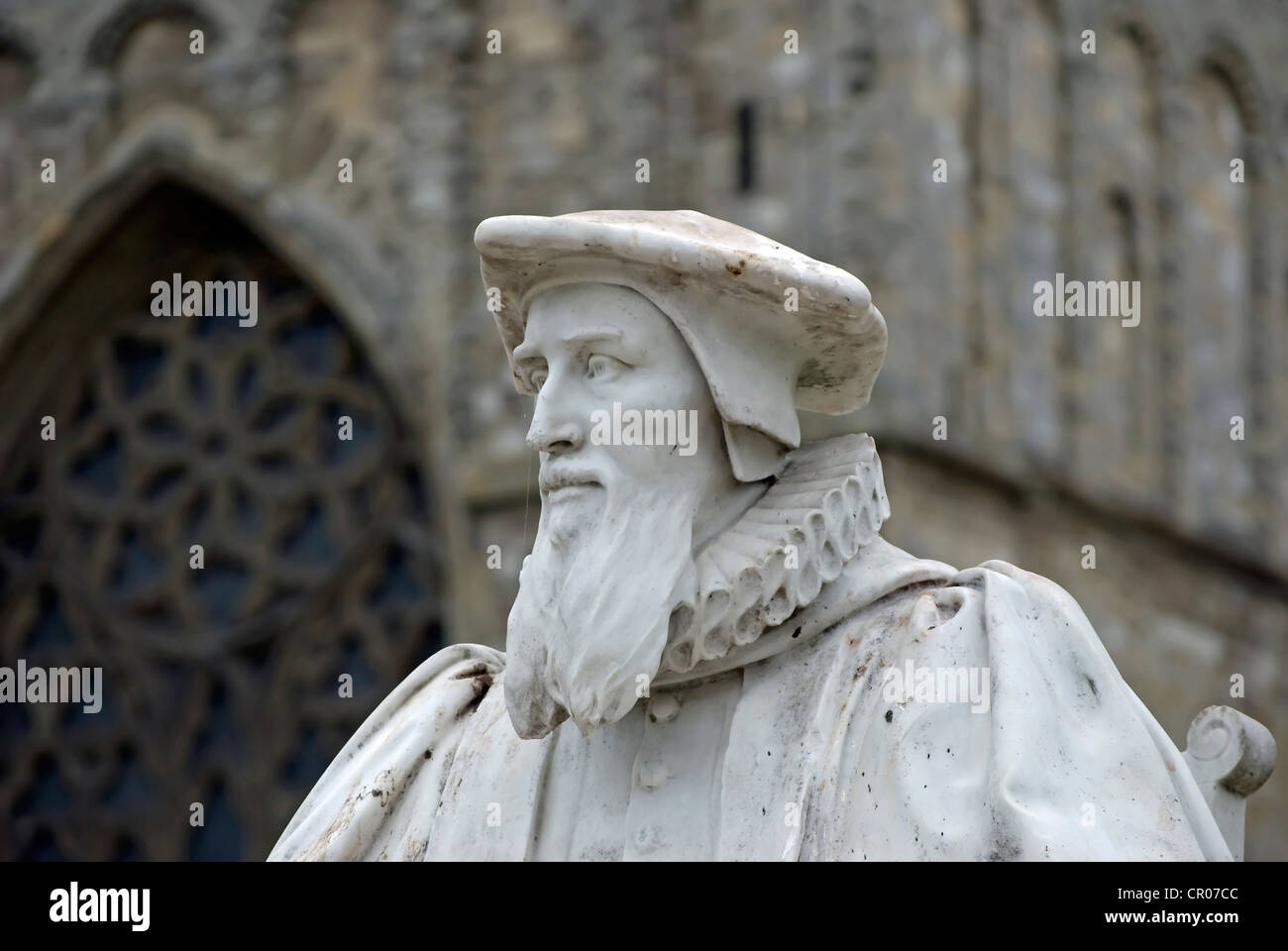 statue by alfred drury of 16th century anglican theologian richard ...