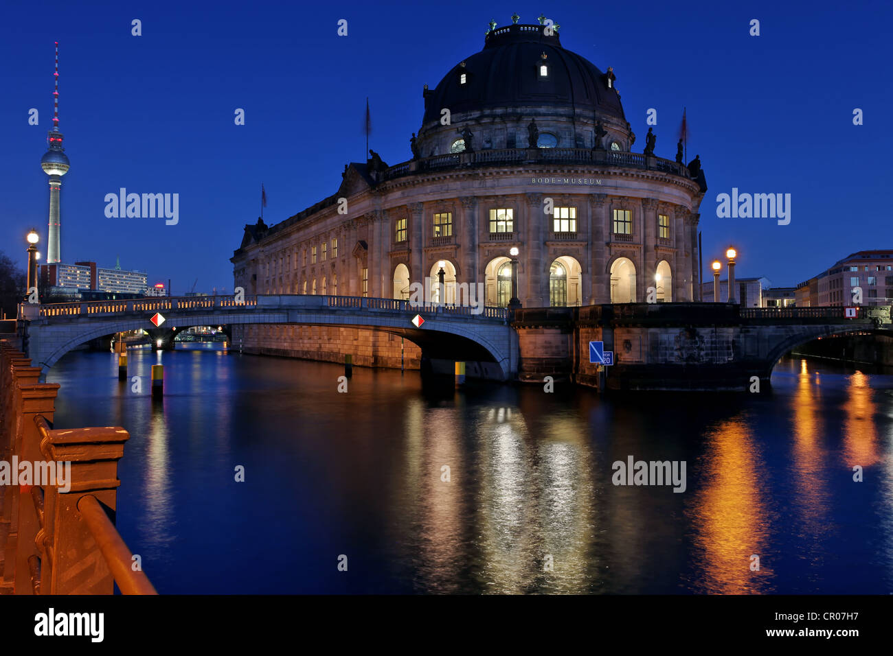The Bode Museum at the blue hour, Museum Island, UNESCO World Heritage ...