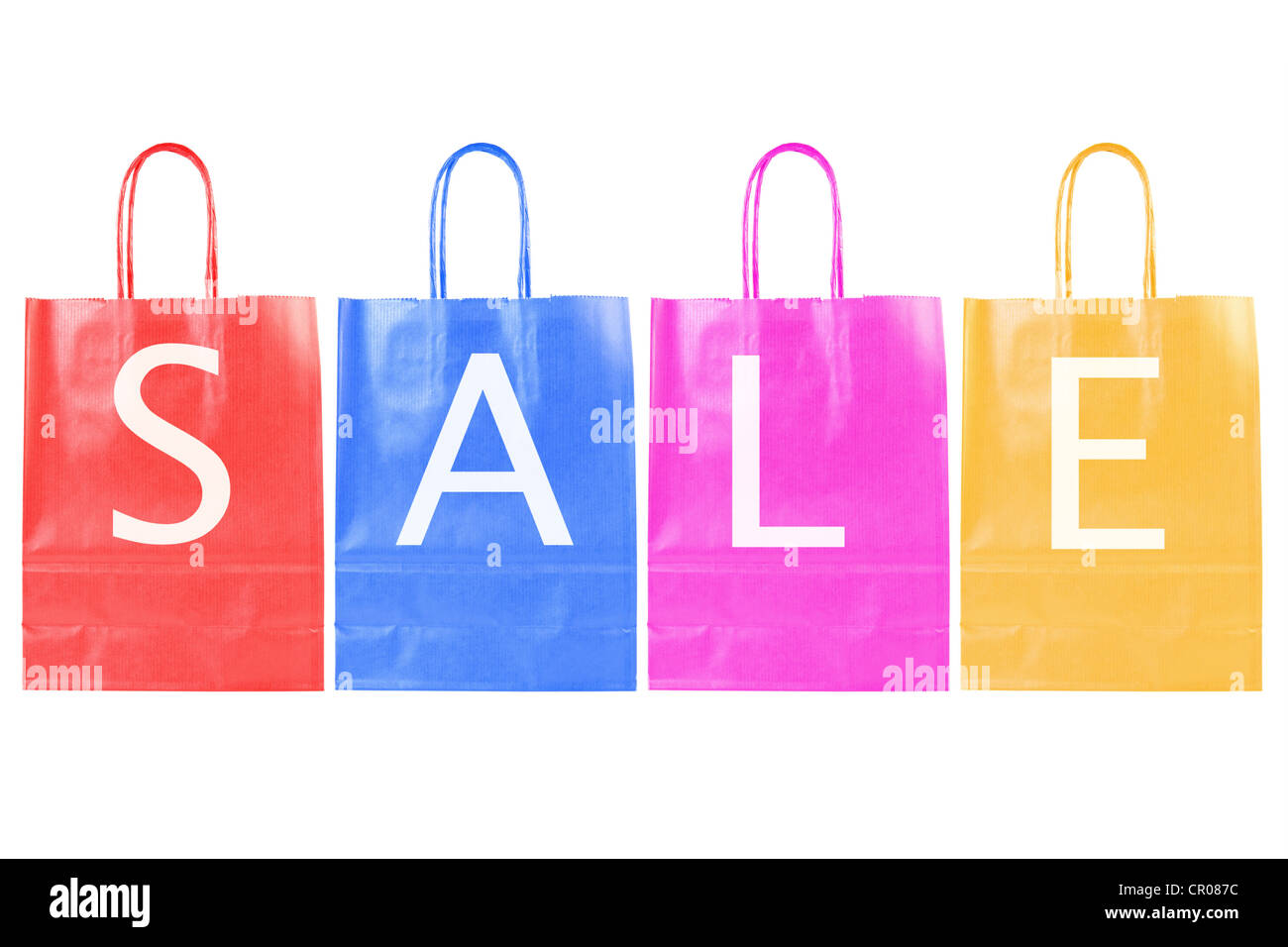 color sale shopping bags isolated on white background Stock Photo - Alamy