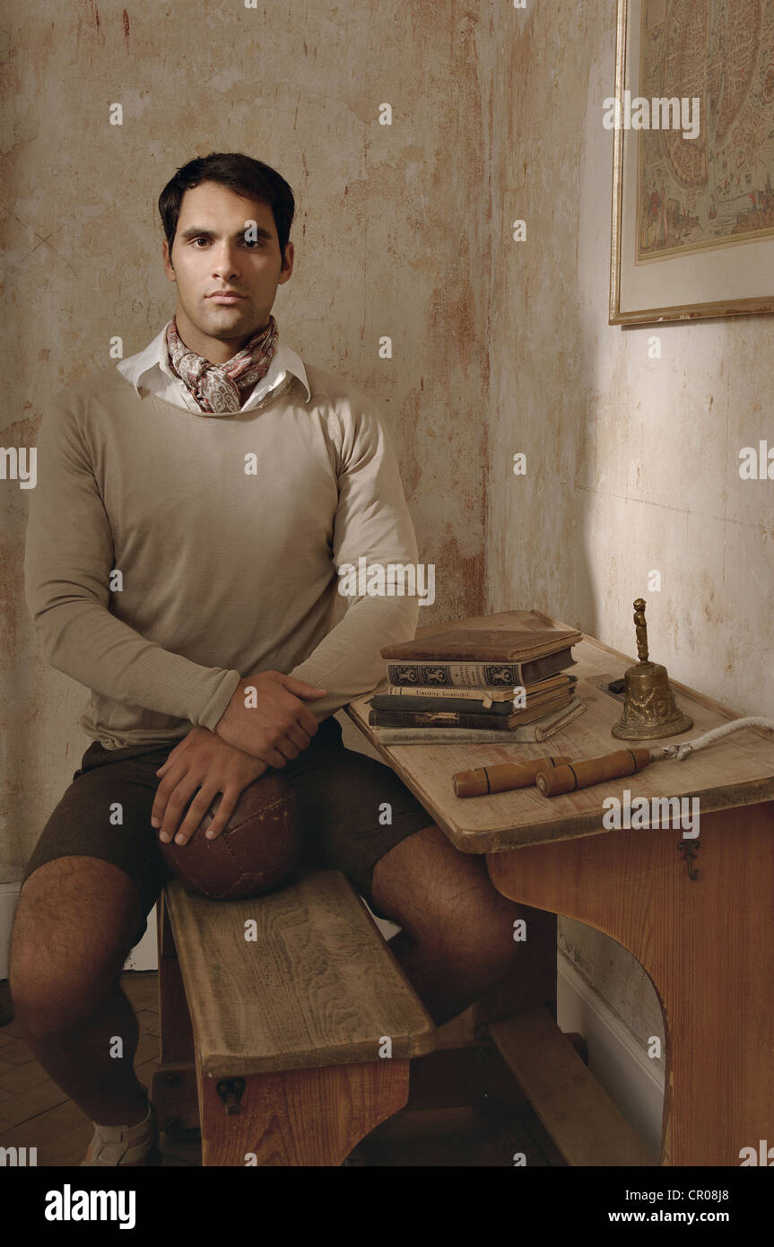 Young mediterranean-looking man in historic school setting Stock Photo ...